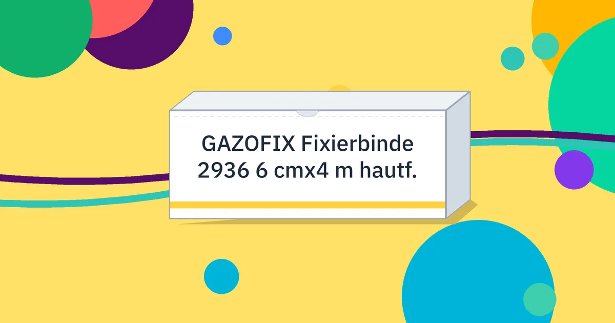 Symbolbild: Packung mit der Aufschrift GAZOFIX Fixierbinde 2936 6 cmx4 m hautf. (PZN 06077618) – Verfügbarkeit und Bezug in Apotheken in Frankfurt am Main