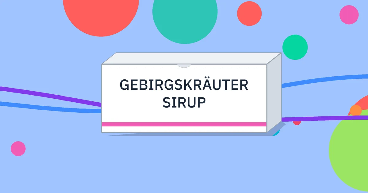 Symbolbild: Packung mit der Aufschrift GEBIRGSKRÄUTER SIRUP (PZN 19470659) – Verfügbarkeit und Bezug in Apotheken in Frankfurt am Main