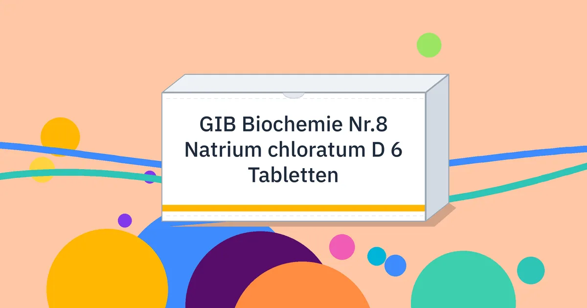 Symbolbild: Packung mit der Aufschrift GIB Biochemie Nr.8 Natrium chloratum D 6 Tabletten (PZN 08481507) – Verfügbarkeit und Bezug in Apotheken in Frankfurt am Main