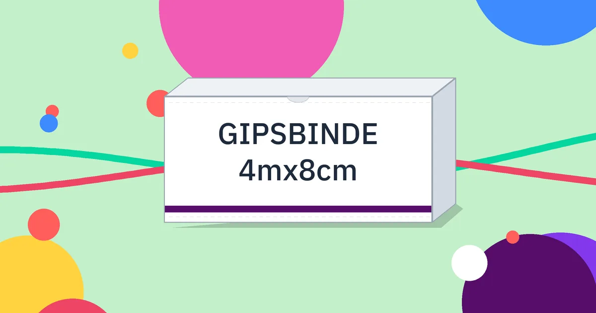 Symbolbild: Packung mit der Aufschrift GIPSBINDE 4mx8cm (PZN 01721285) – Verfügbarkeit und Bezug in Apotheken in Frankfurt am Main