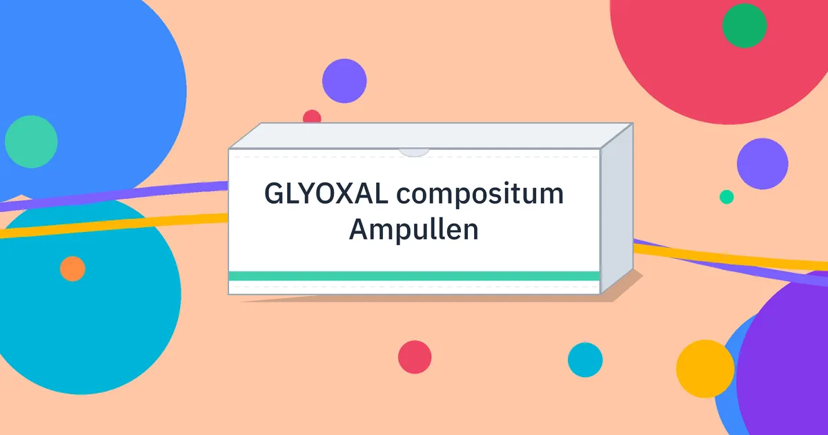 Symbolbild: Packung mit der Aufschrift GLYOXAL compositum Ampullen (PZN 04313322) – Verfügbarkeit und Bezug in Apotheken in Frankfurt am Main