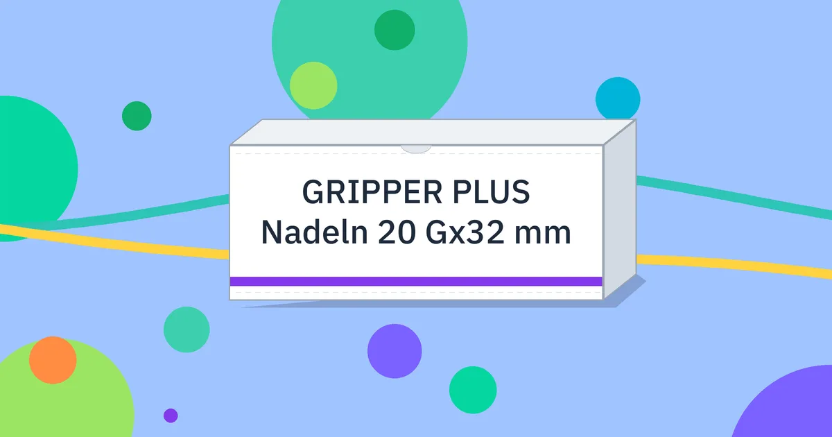 Symbolbild: Packung mit der Aufschrift GRIPPER PLUS Nadeln 20 Gx32 mm (PZN 00108447) – Verfügbarkeit und Bezug in Apotheken in Frankfurt am Main