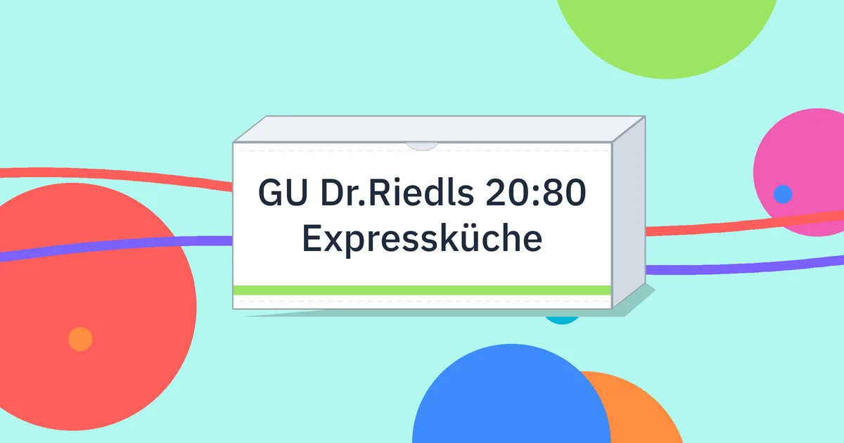 Symbolbild: Packung mit der Aufschrift GU Dr.Riedls 20:80 Expressküche (PZN 15992177) – Verfügbarkeit und Bezug in Apotheken in Frankfurt am Main