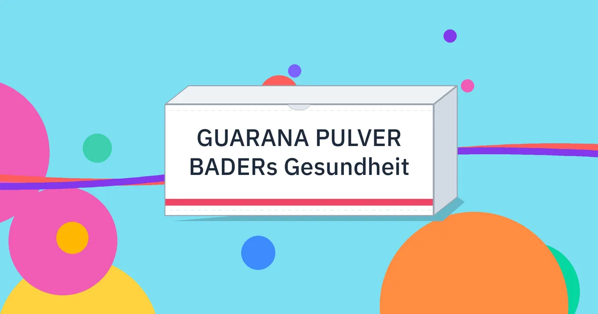 Symbolbild: Packung mit der Aufschrift GUARANA PULVER BADERs Gesundheit (PZN 11642977) – Verfügbarkeit und Bezug in Apotheken in Frankfurt am Main