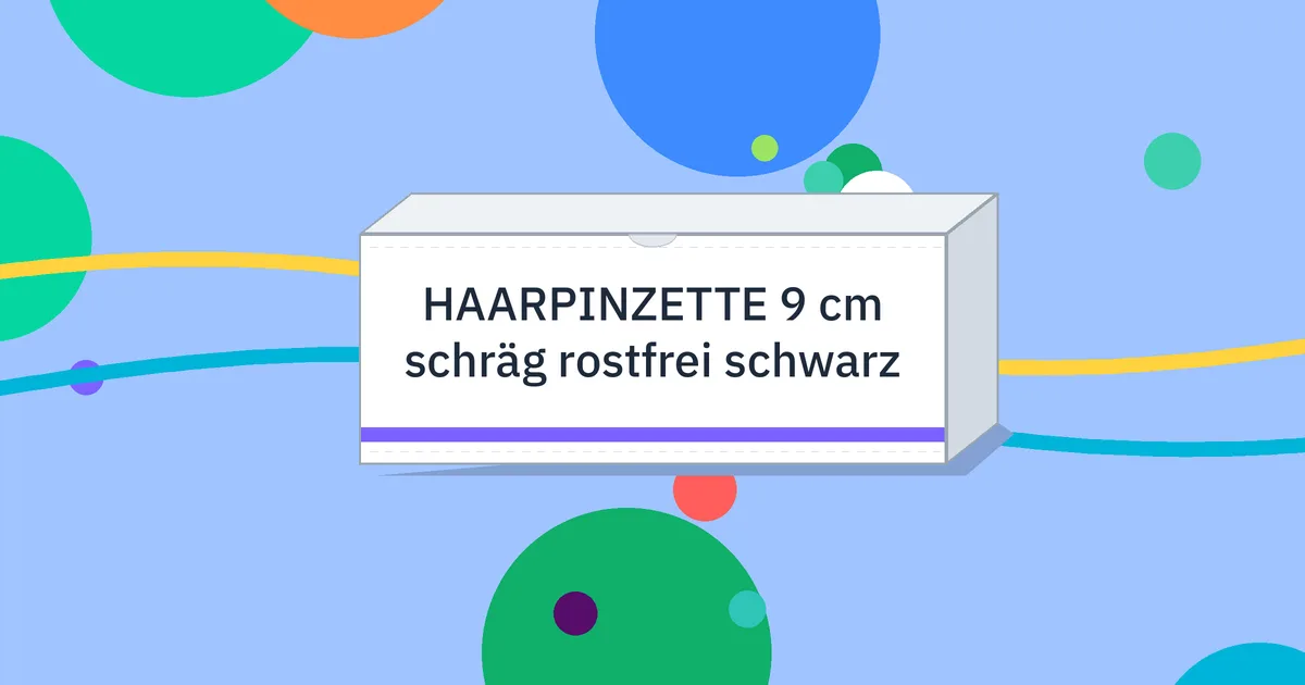 Symbolbild: Packung mit der Aufschrift HAARPINZETTE 9 cm schräg rostfrei schwarz (PZN 17287626) – Verfügbarkeit und Bezug in Apotheken in Frankfurt am Main