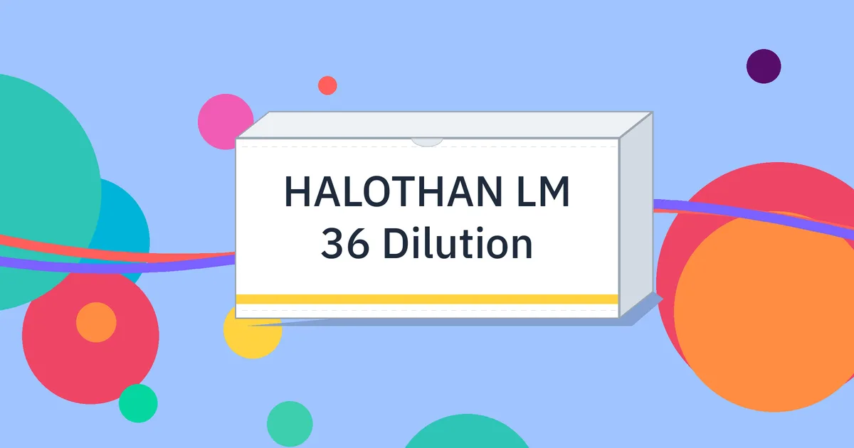 Symbolbild: Packung mit der Aufschrift HALOTHAN LM 36 Dilution (PZN 12884205) – Verfügbarkeit und Bezug in Apotheken in Frankfurt am Main