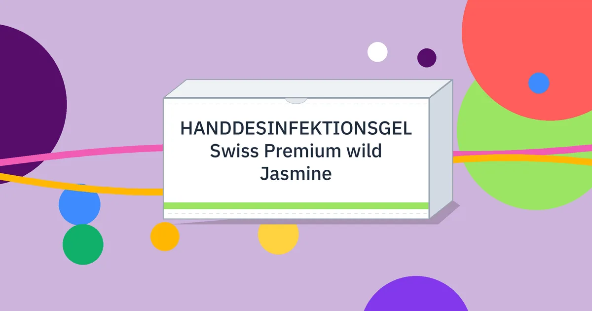 Symbolbild: Packung mit der Aufschrift HANDDESINFEKTIONSGEL Swiss Premium wild Jasmine (PZN 18053675) – Verfügbarkeit und Bezug in Apotheken in Frankfurt am Main