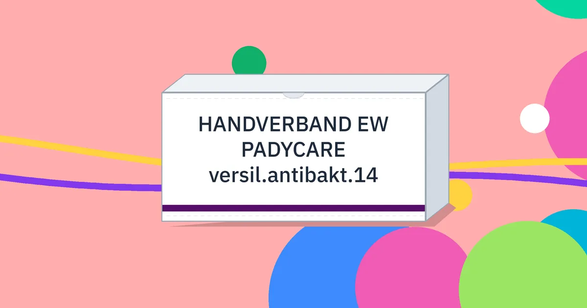 Symbolbild: Packung mit der Aufschrift HANDVERBAND EW PADYCARE versil.antibakt.14 (PZN 10939534) – Verfügbarkeit und Bezug in Apotheken in Frankfurt am Main