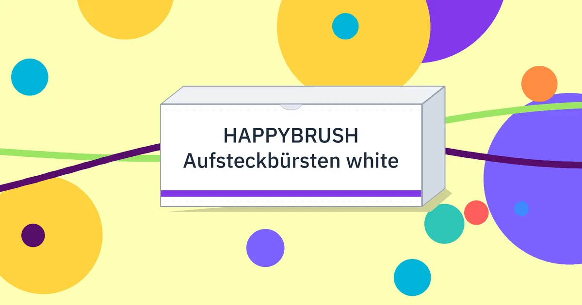 Symbolbild: Packung mit der Aufschrift HAPPYBRUSH Aufsteckbürsten white (PZN 14215833) – Verfügbarkeit und Bezug in Apotheken in Frankfurt am Main