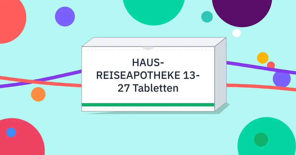Symbolbild: Packung mit der Aufschrift HAUS-REISEAPOTHEKE 13-27 Tabletten (PZN 06729966) – Verfügbarkeit und Bezug in Apotheken in Frankfurt am Main