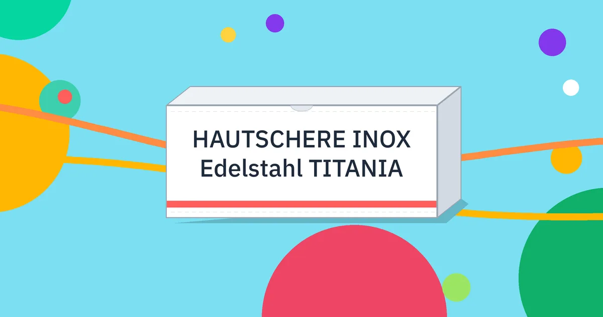 Symbolbild: Packung mit der Aufschrift HAUTSCHERE INOX Edelstahl TITANIA (PZN 05355452) – Verfügbarkeit und Bezug in Apotheken in Frankfurt am Main