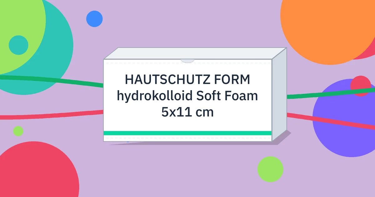 Symbolbild: Packung mit der Aufschrift HAUTSCHUTZ FORM hydrokolloid Soft Foam 5x11 cm (PZN 11666452) – Verfügbarkeit und Bezug in Apotheken in Frankfurt am Main