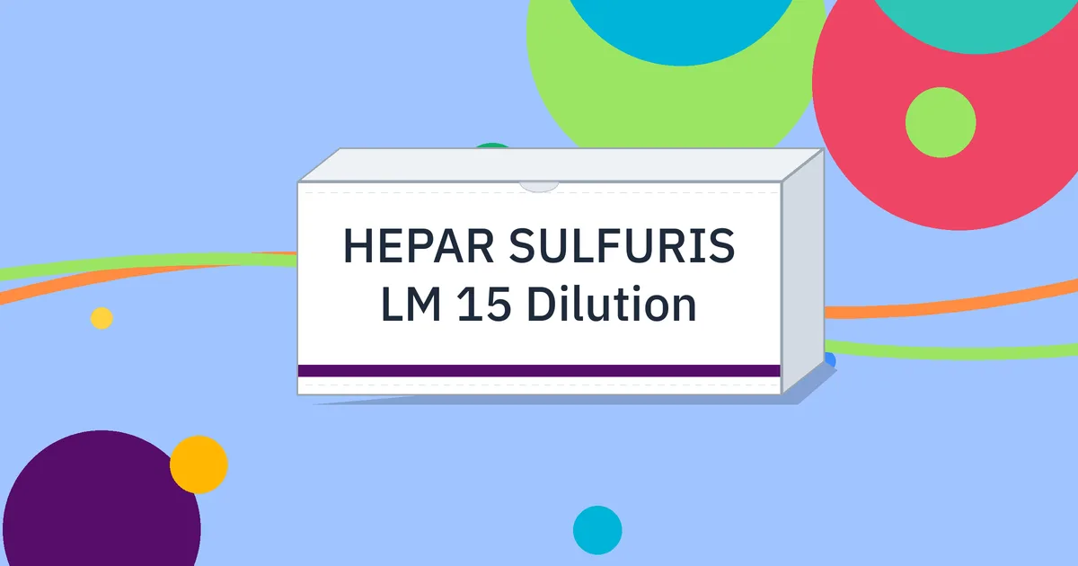 Symbolbild: Packung mit der Aufschrift HEPAR SULFURIS LM 15 Dilution (PZN 12887480) – Verfügbarkeit und Bezug in Apotheken in Frankfurt am Main