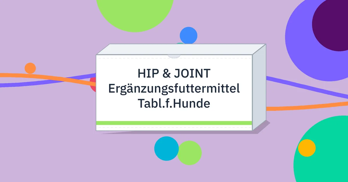 Symbolbild: Packung mit der Aufschrift HIP & JOINT Ergänzungsfuttermittel Tabl.f.Hunde (PZN 18751379) – Verfügbarkeit und Bezug in Apotheken in Frankfurt am Main