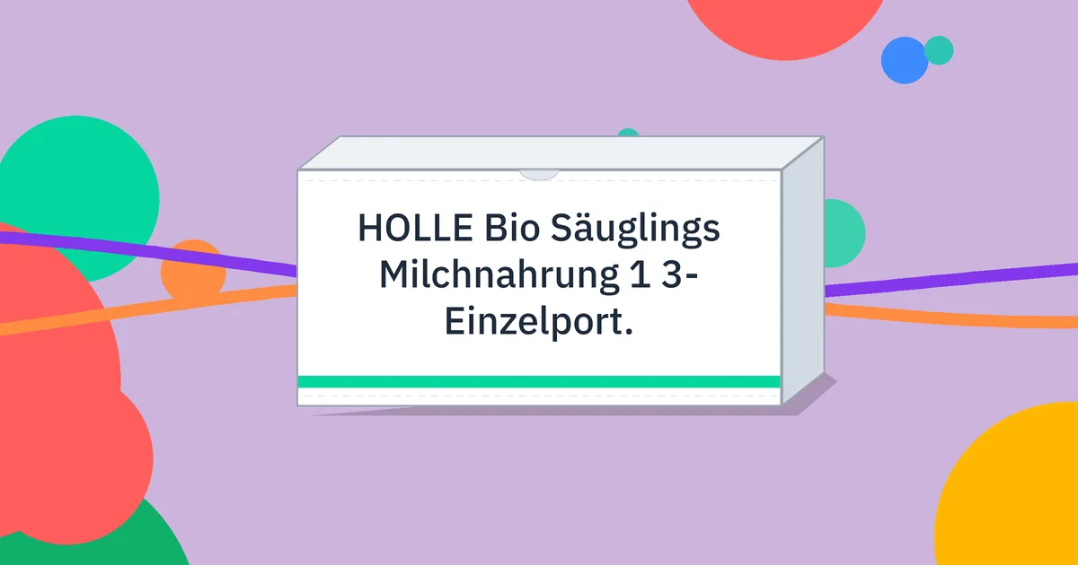 Symbolbild: Packung mit der Aufschrift HOLLE Bio Säuglings Milchnahrung 1 3-Einzelport. (PZN 14232754) – Verfügbarkeit und Bezug in Apotheken in Frankfurt am Main