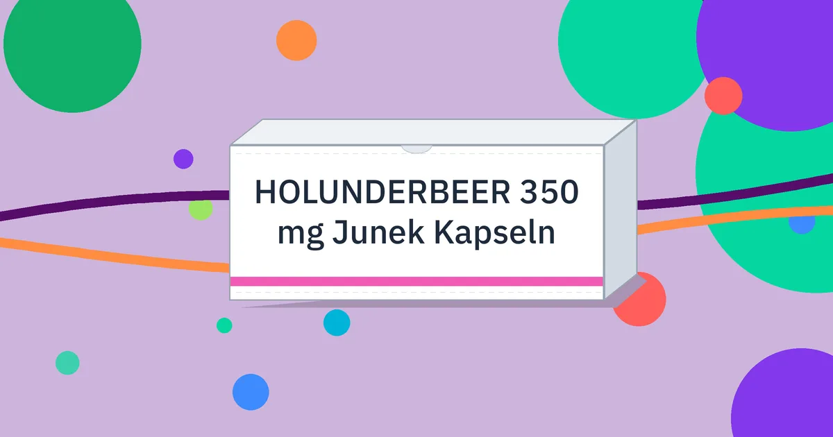 Symbolbild: Packung mit der Aufschrift HOLUNDERBEER 350 mg Junek Kapseln (PZN 10052400) – Verfügbarkeit und Bezug in Apotheken in Frankfurt am Main