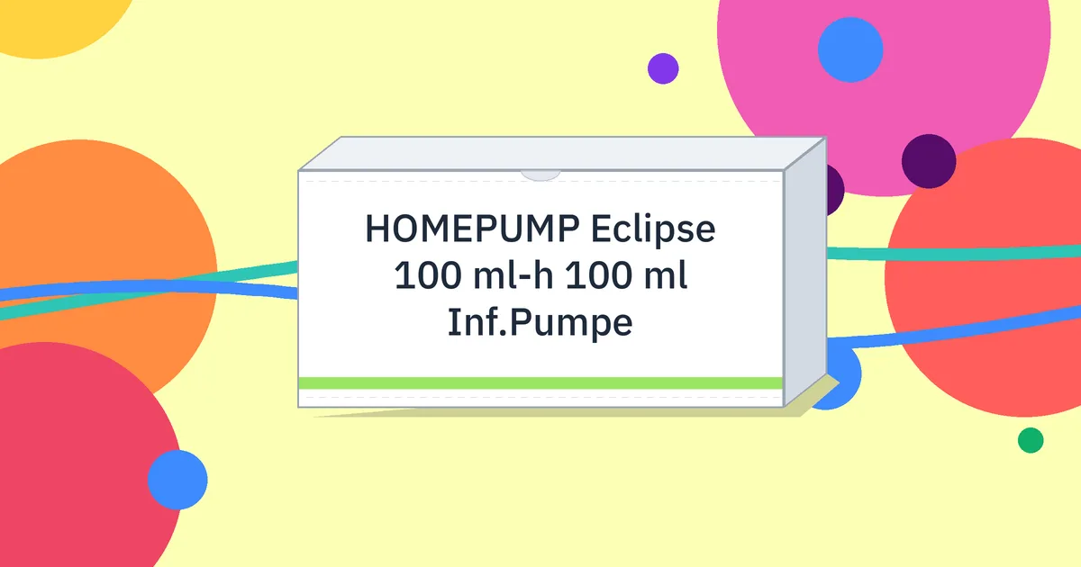 Symbolbild: Packung mit der Aufschrift HOMEPUMP Eclipse 100 ml-h 100 ml Inf.Pumpe (PZN 10625735) – Verfügbarkeit und Bezug in Apotheken in Frankfurt am Main