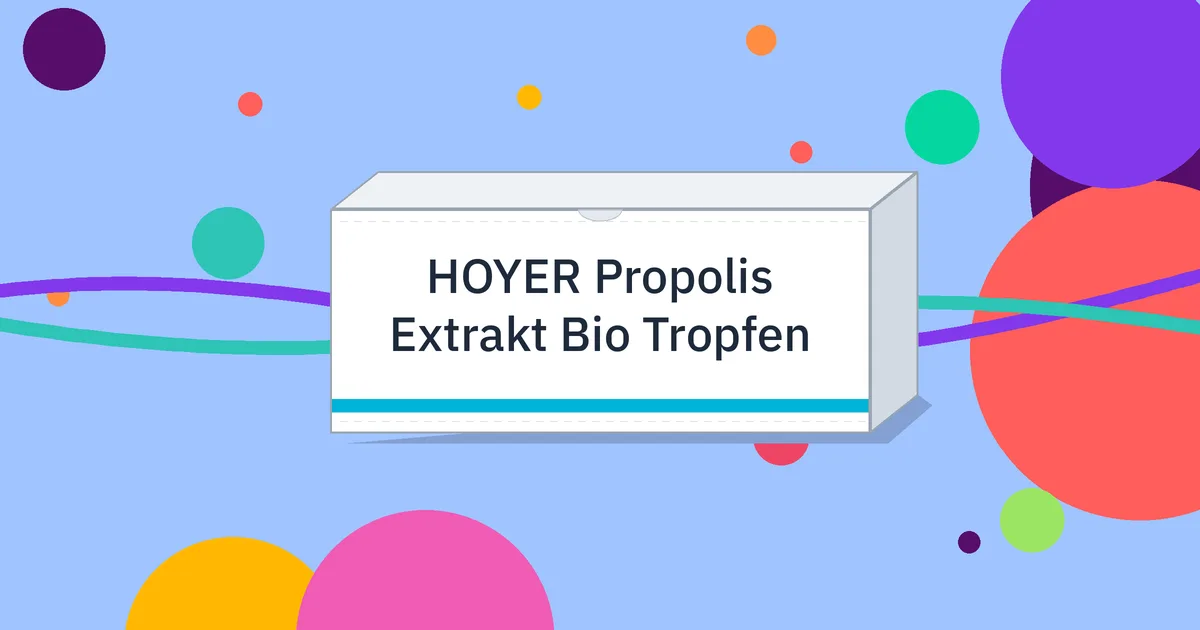 Symbolbild: Packung mit der Aufschrift HOYER Propolis Extrakt Bio Tropfen (PZN 11156627) – Verfügbarkeit und Bezug in Apotheken in Frankfurt am Main