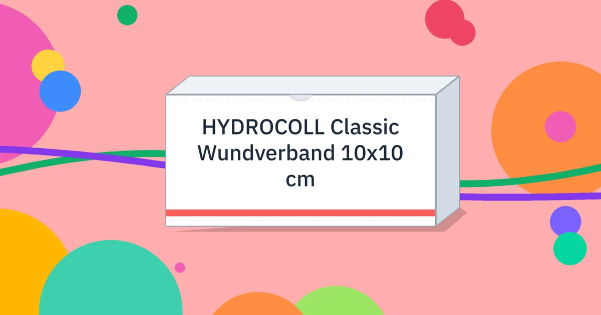 Symbolbild: Packung mit der Aufschrift HYDROCOLL Classic Wundverband 10x10 cm (PZN 19412952) – Verfügbarkeit und Bezug in Apotheken in Frankfurt am Main