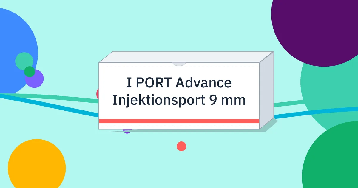 Symbolbild: Packung mit der Aufschrift I PORT Advance Injektionsport 9 mm (PZN 15385477) – Verfügbarkeit und Bezug in Apotheken in Frankfurt am Main