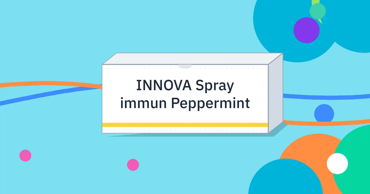 Symbolbild: Packung mit der Aufschrift INNOVA Spray immun Peppermint (PZN 16316018) – Verfügbarkeit und Bezug in Apotheken in Frankfurt am Main