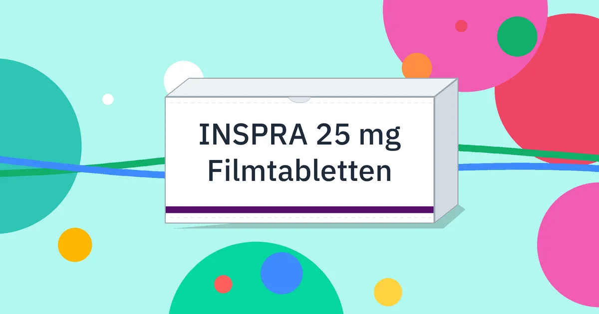 Symbolbild: Packung mit der Aufschrift INSPRA 25 mg Filmtabletten (PZN 19927426) – Verfügbarkeit und Bezug in Apotheken in Frankfurt am Main
