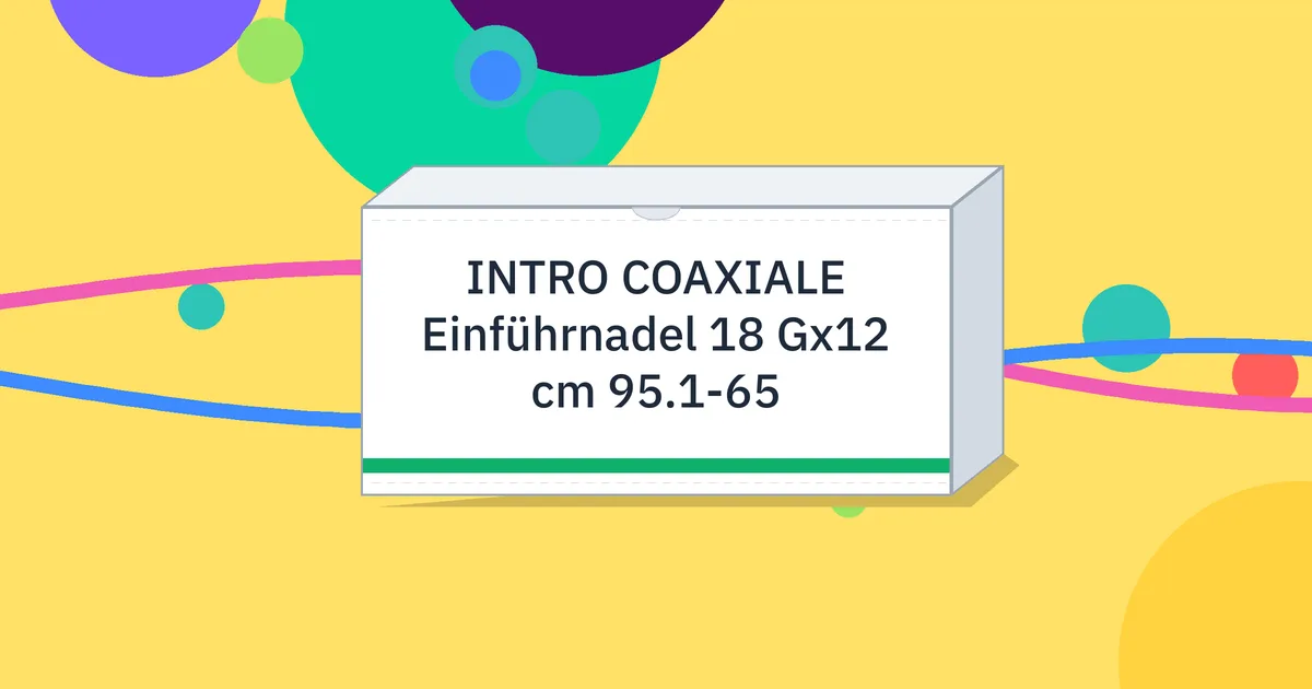 Symbolbild: Packung mit der Aufschrift INTRO COAXIALE Einführnadel 18 Gx12 cm 95.1-65 (PZN 16946535) – Verfügbarkeit und Bezug in Apotheken in Frankfurt am Main