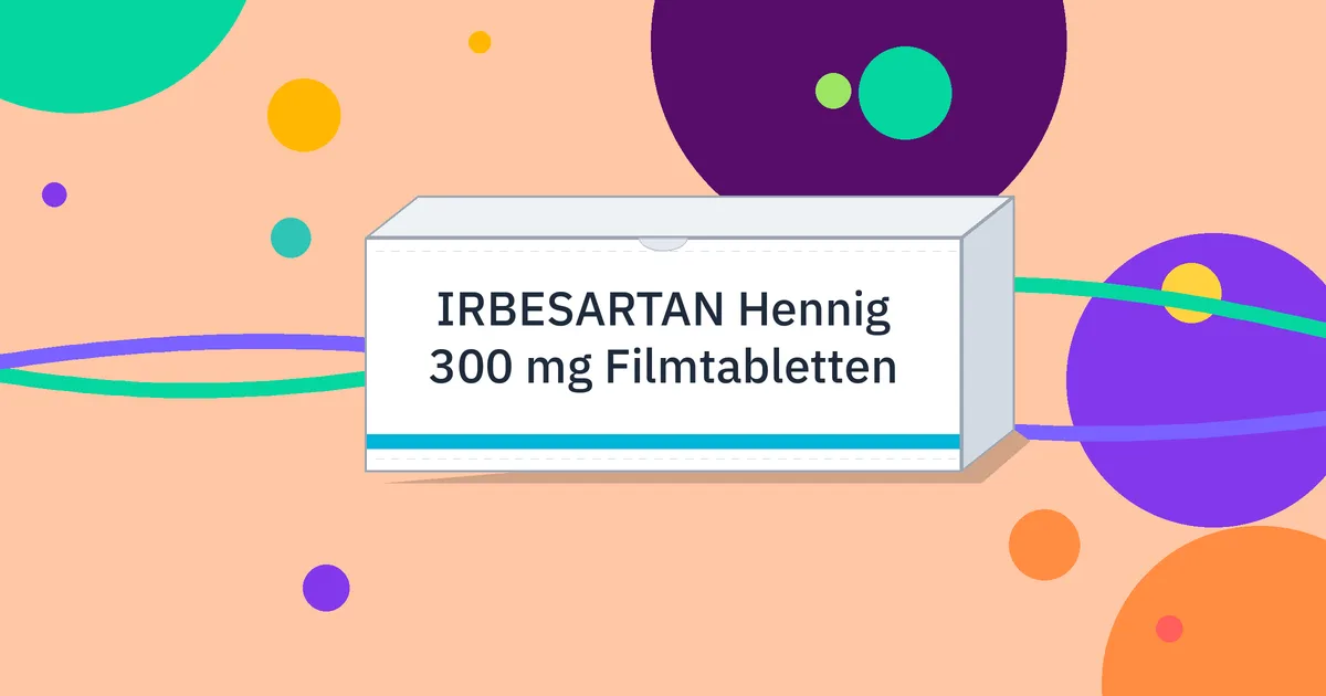 Symbolbild: Packung mit der Aufschrift IRBESARTAN Hennig 300 mg Filmtabletten (PZN 09782725) – Verfügbarkeit und Bezug in Apotheken in Frankfurt am Main