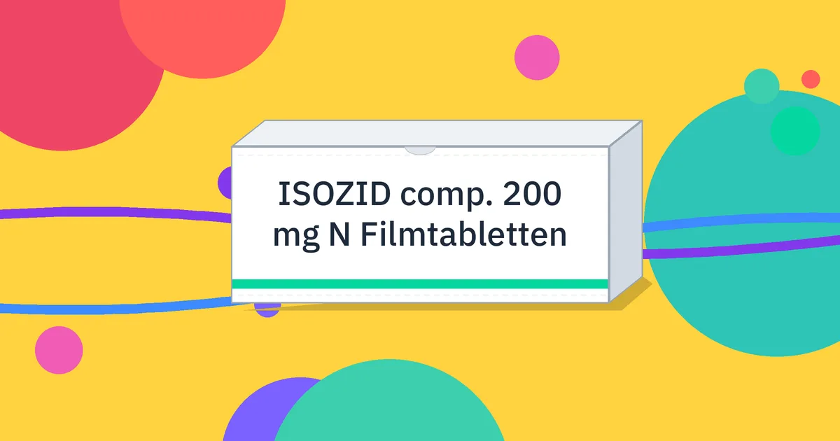 Symbolbild: Packung mit der Aufschrift ISOZID comp. 200 mg N Filmtabletten (PZN 04810049) – Verfügbarkeit und Bezug in Apotheken in Frankfurt am Main