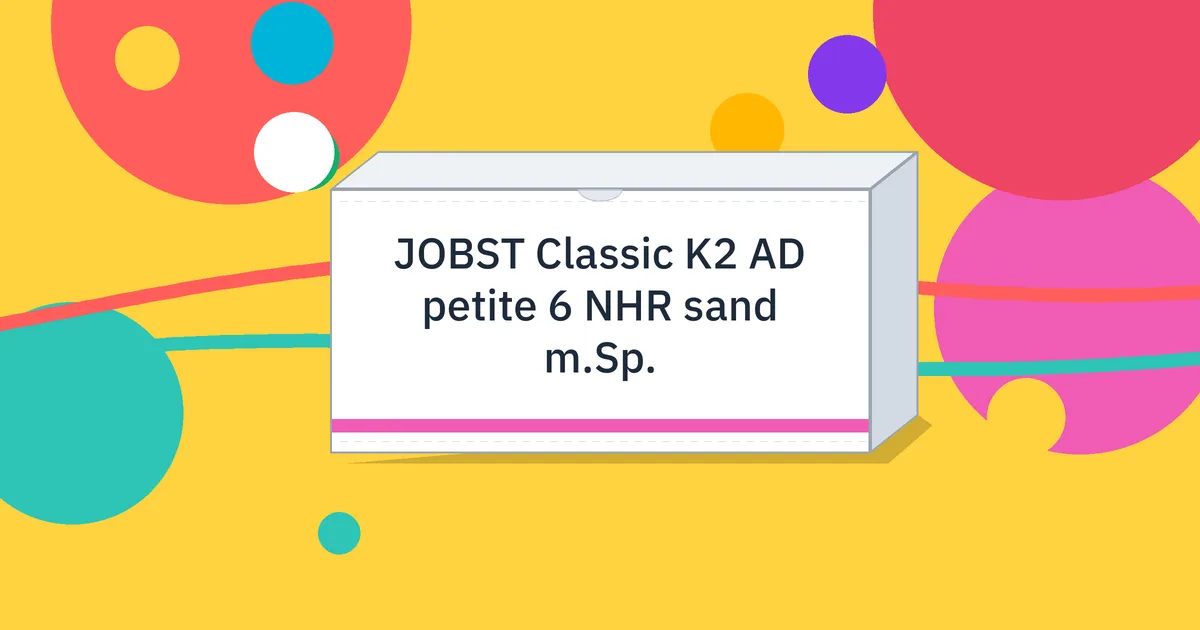 Symbolbild: Packung mit der Aufschrift JOBST Classic K2 AD petite 6 NHR sand m.Sp. (PZN 13061121) – Verfügbarkeit und Bezug in Apotheken in Frankfurt am Main