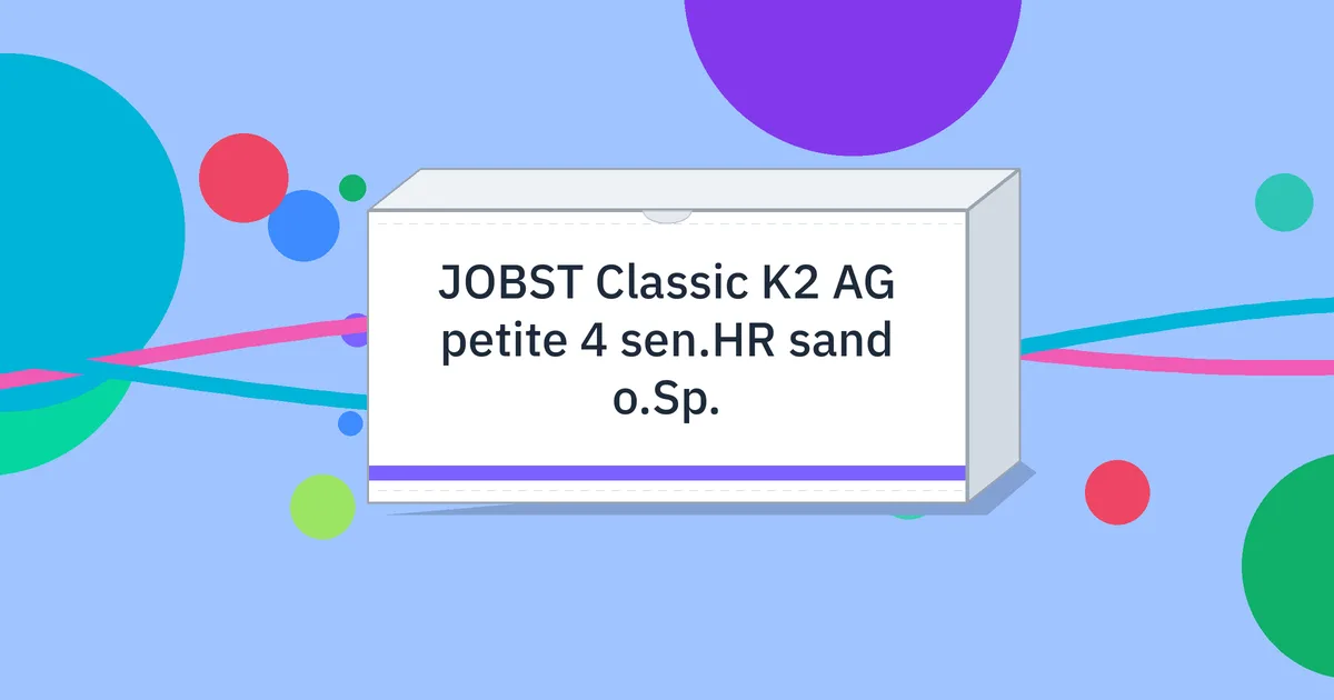 Symbolbild: Packung mit der Aufschrift JOBST Classic K2 AG petite 4 sen.HR sand o.Sp. (PZN 17961347) – Verfügbarkeit und Bezug in Apotheken in Frankfurt am Main