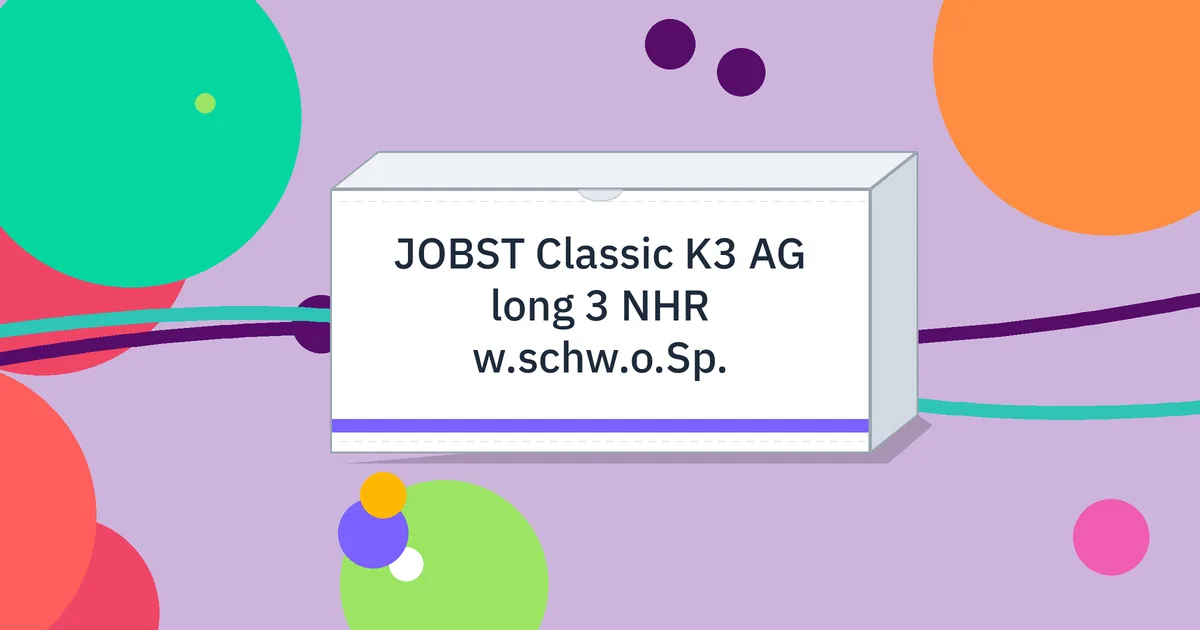 Symbolbild: Packung mit der Aufschrift JOBST Classic K3 AG long 3 NHR w.schw.o.Sp. (PZN 13072403) – Verfügbarkeit und Bezug in Apotheken in Frankfurt am Main