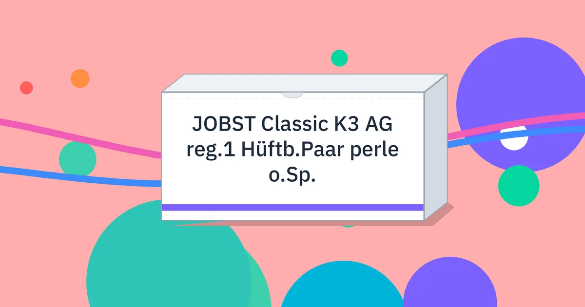 Symbolbild: Packung mit der Aufschrift JOBST Classic K3 AG reg.1 Hüftb.Paar perle o.Sp. (PZN 13075985) – Verfügbarkeit und Bezug in Apotheken in Frankfurt am Main