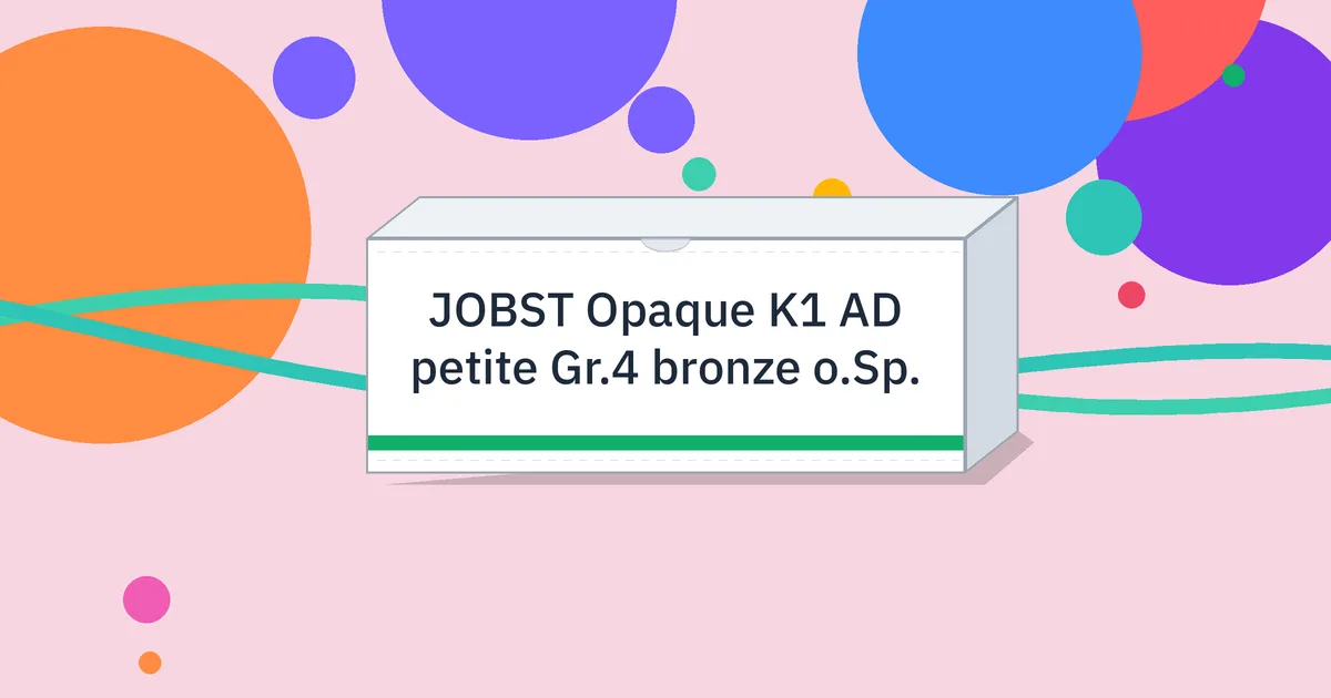 Symbolbild: Packung mit der Aufschrift JOBST Opaque K1 AD petite Gr.4 bronze o.Sp. (PZN 13079799) – Verfügbarkeit und Bezug in Apotheken in Frankfurt am Main