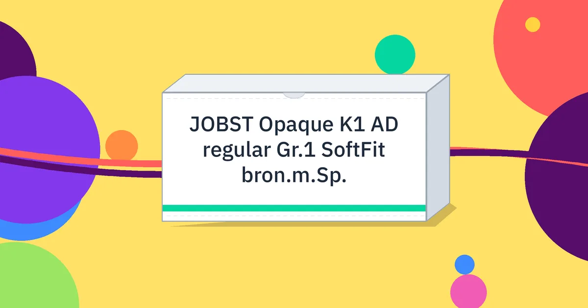 Symbolbild: Packung mit der Aufschrift JOBST Opaque K1 AD regular Gr.1 SoftFit bron.m.Sp. (PZN 13081595) – Verfügbarkeit und Bezug in Apotheken in Frankfurt am Main