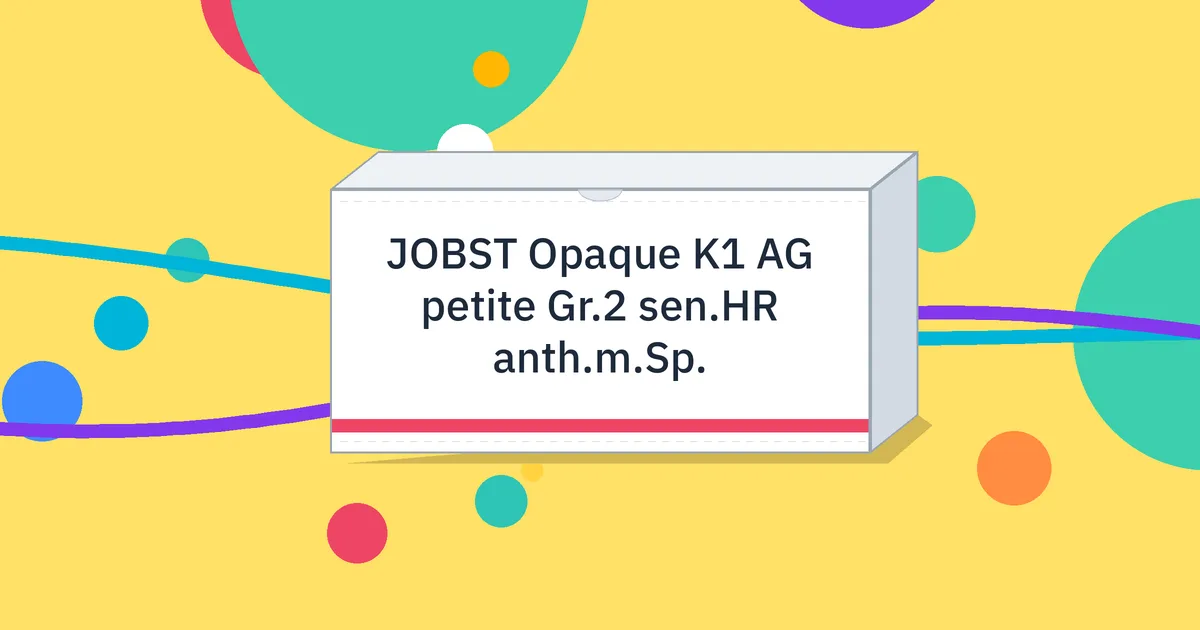 Symbolbild: Packung mit der Aufschrift JOBST Opaque K1 AG petite Gr.2 sen.HR anth.m.Sp. (PZN 16268420) – Verfügbarkeit und Bezug in Apotheken in Frankfurt am Main