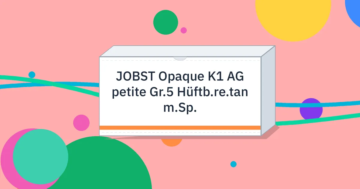 Symbolbild: Packung mit der Aufschrift JOBST Opaque K1 AG petite Gr.5 Hüftb.re.tan m.Sp. (PZN 16273711) – Verfügbarkeit und Bezug in Apotheken in Frankfurt am Main