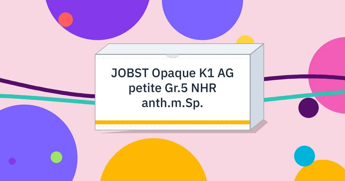 Symbolbild: Packung mit der Aufschrift JOBST Opaque K1 AG petite Gr.5 NHR anth.m.Sp. (PZN 16268325) – Verfügbarkeit und Bezug in Apotheken in Frankfurt am Main
