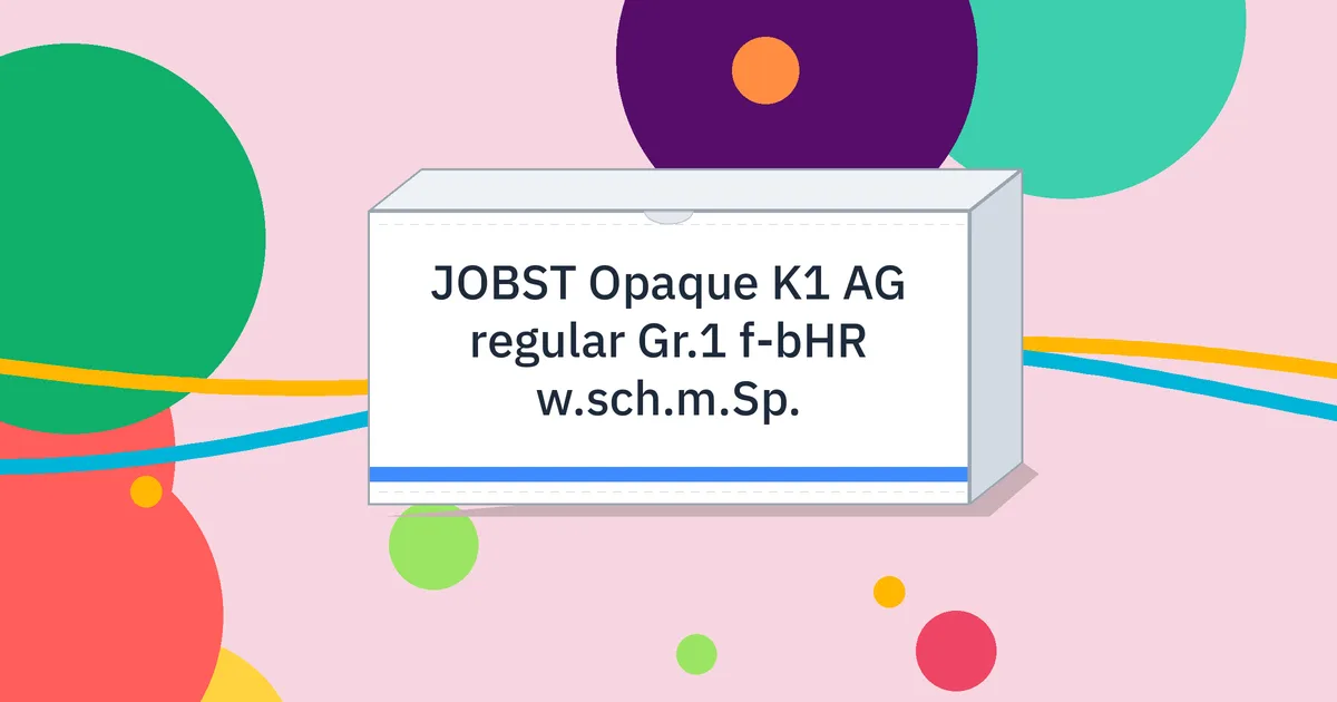 Symbolbild: Packung mit der Aufschrift JOBST Opaque K1 AG regular Gr.1 f-bHR w.sch.m.Sp. (PZN 13091122) – Verfügbarkeit und Bezug in Apotheken in Frankfurt am Main