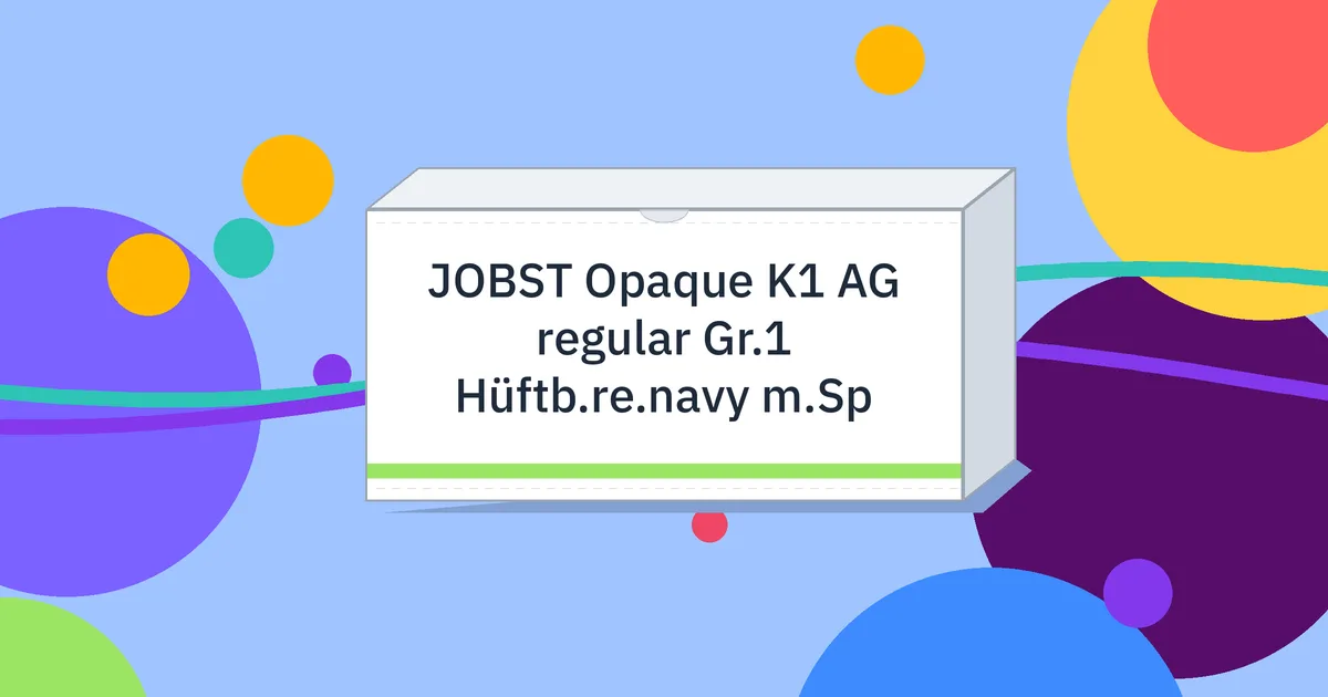 Symbolbild: Packung mit der Aufschrift JOBST Opaque K1 AG regular Gr.1 Hüftb.re.navy m.Sp (PZN 13101180) – Verfügbarkeit und Bezug in Apotheken in Frankfurt am Main