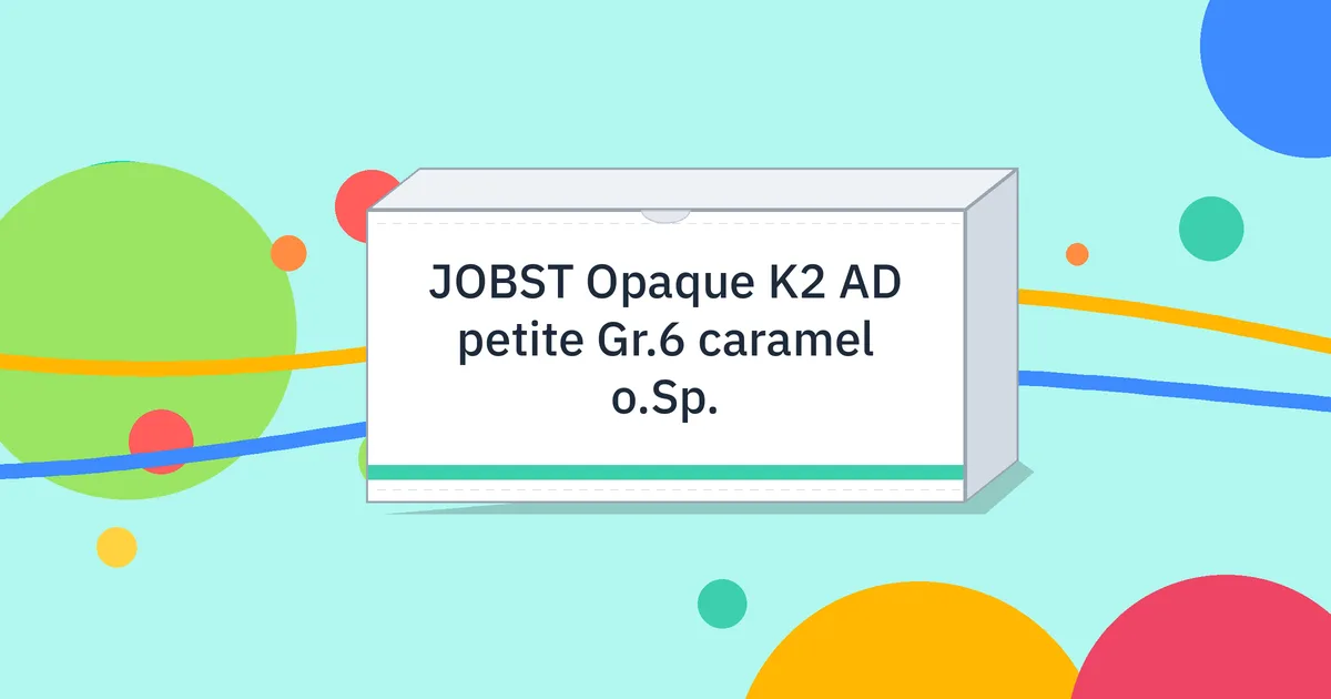 Symbolbild: Packung mit der Aufschrift JOBST Opaque K2 AD petite Gr.6 caramel o.Sp. (PZN 11252064) – Verfügbarkeit und Bezug in Apotheken in Frankfurt am Main