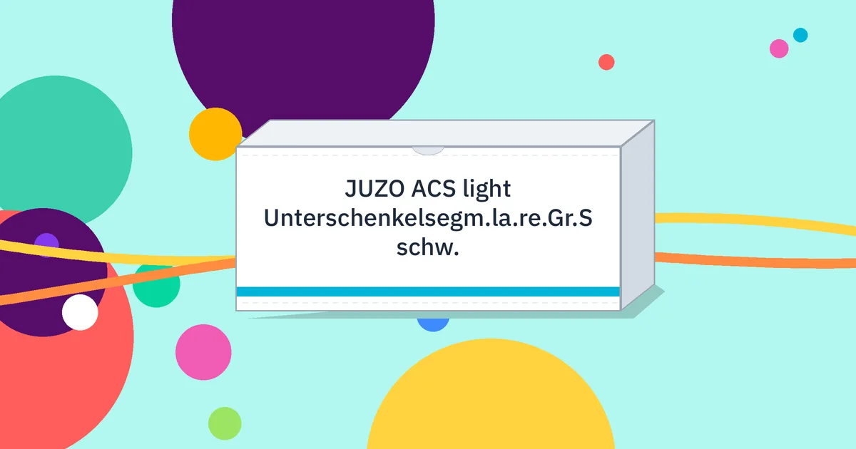 Symbolbild: Packung mit der Aufschrift JUZO ACS light Unterschenkelsegm.la.re.Gr.S schw. (PZN 13575788) – Verfügbarkeit und Bezug in Apotheken in Frankfurt am Main