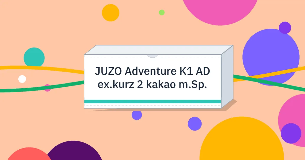 Symbolbild: Packung mit der Aufschrift JUZO Adventure K1 AD ex.kurz 2 kakao m.Sp. (PZN 14977402) – Verfügbarkeit und Bezug in Apotheken in Frankfurt am Main