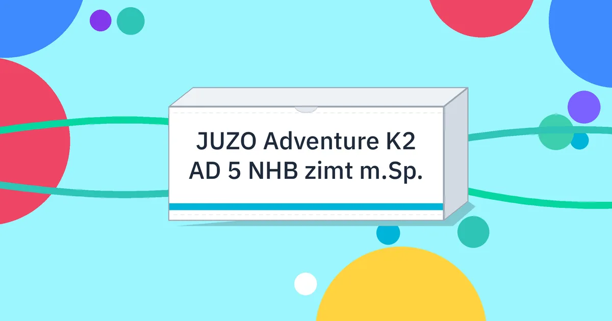 Symbolbild: Packung mit der Aufschrift JUZO Adventure K2 AD 5 NHB zimt m.Sp. (PZN 16494168) – Verfügbarkeit und Bezug in Apotheken in Frankfurt am Main