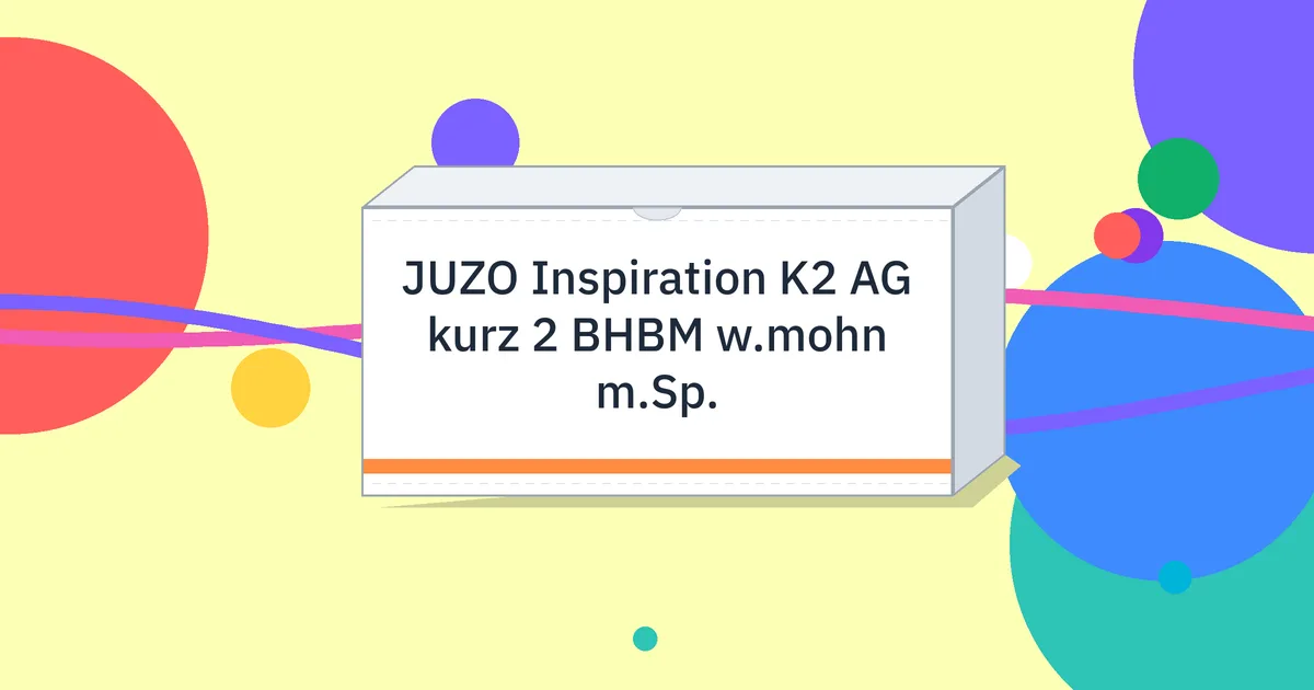 Symbolbild: Packung mit der Aufschrift JUZO Inspiration K2 AG kurz 2 BHBM w.mohn m.Sp. (PZN 14883575) – Verfügbarkeit und Bezug in Apotheken in Frankfurt am Main