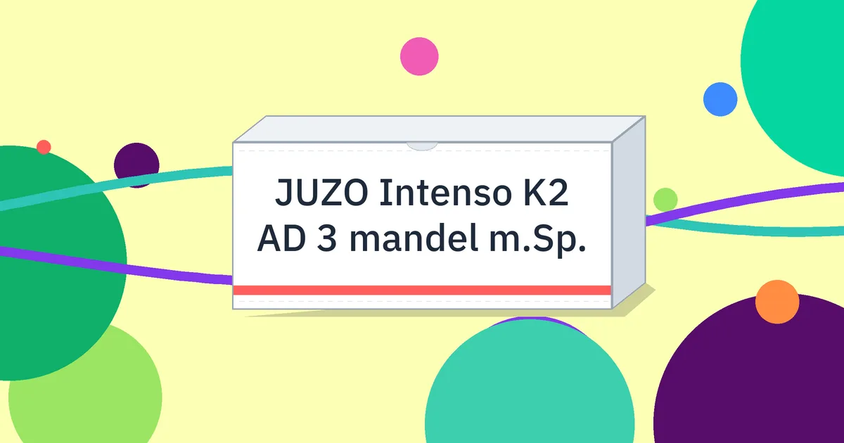 Symbolbild: Packung mit der Aufschrift JUZO Intenso K2 AD 3 mandel m.Sp. (PZN 18606364) – Verfügbarkeit und Bezug in Apotheken in Frankfurt am Main