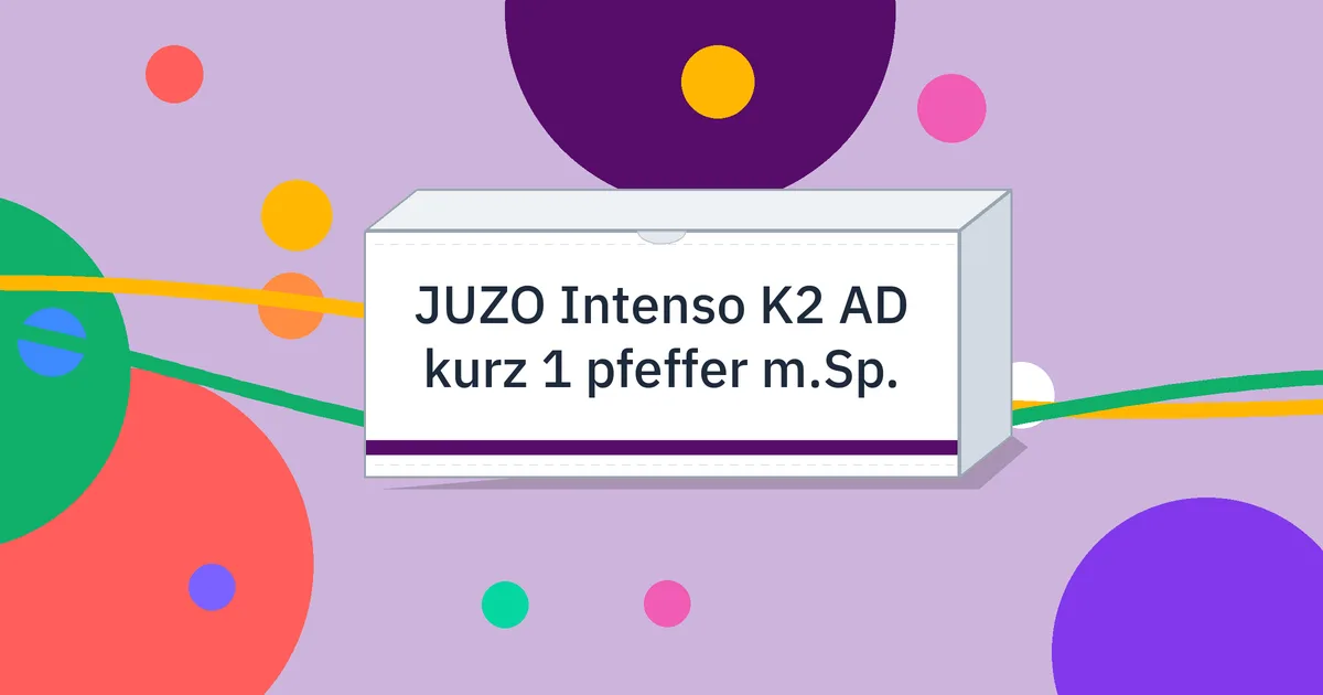 Symbolbild: Packung mit der Aufschrift JUZO Intenso K2 AD kurz 1 pfeffer m.Sp. (PZN 18607257) – Verfügbarkeit und Bezug in Apotheken in Frankfurt am Main