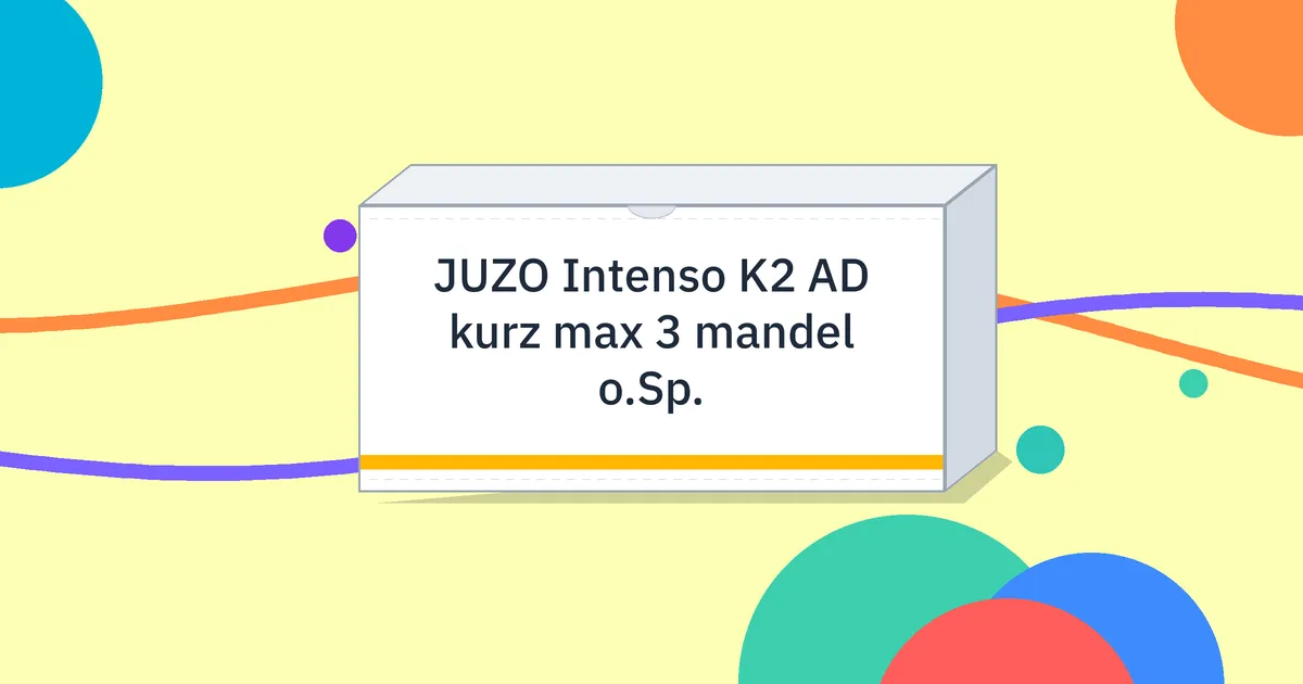 Symbolbild: Packung mit der Aufschrift JUZO Intenso K2 AD kurz max 3 mandel o.Sp. (PZN 18619326) – Verfügbarkeit und Bezug in Apotheken in Frankfurt am Main
