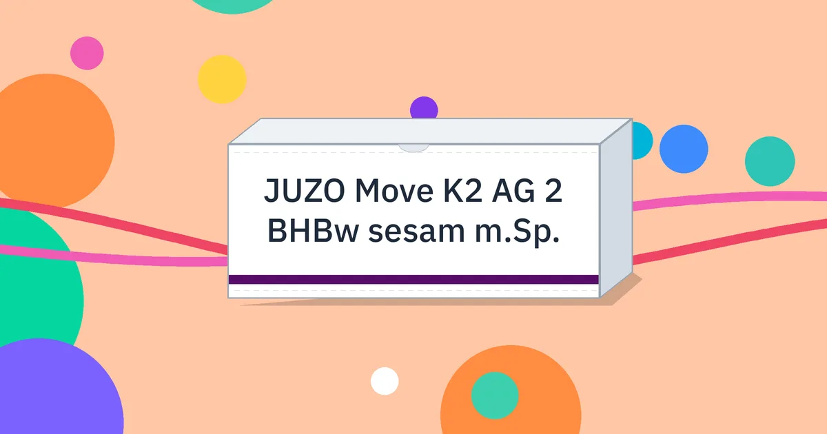Symbolbild: Packung mit der Aufschrift JUZO Move K2 AG 2 BHBw sesam m.Sp. (PZN 18524471) – Verfügbarkeit und Bezug in Apotheken in Frankfurt am Main