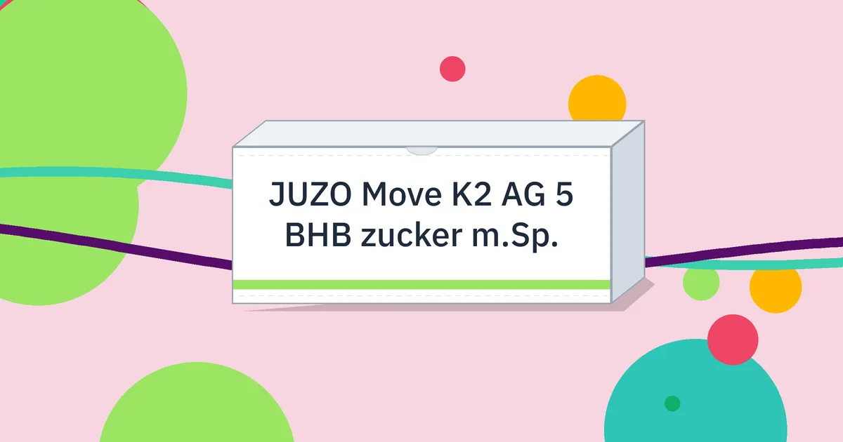 Symbolbild: Packung mit der Aufschrift JUZO Move K2 AG 5 BHB zucker m.Sp. (PZN 18524169) – Verfügbarkeit und Bezug in Apotheken in Frankfurt am Main